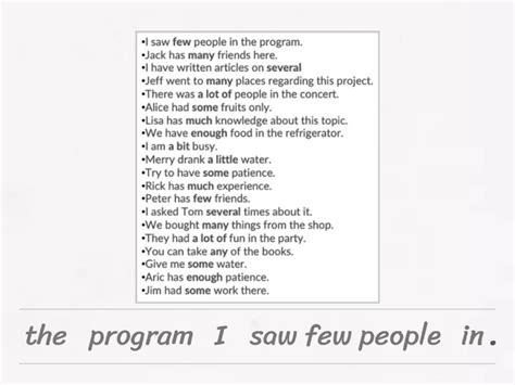 Quantifiers Warm Up A21 Unjumble