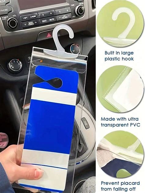 Pcs Disabled Parking Permit Holders Clear Pvc Hang Tags Pouch Big Hook Car License Plate