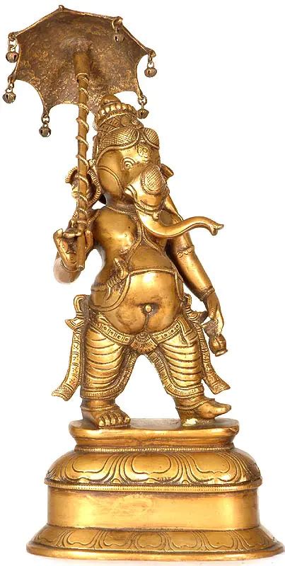 Lord Ganesha With Umbrella And Kamandalu Exotic India Art