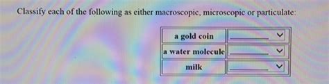 Solved Classify Each Of The Following As Either Macroscopic