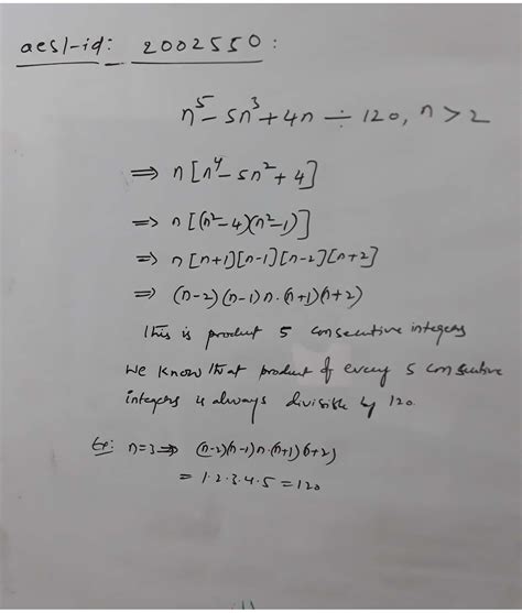 if n 2 then show that n 5 5n 3 4n is divisible by 120