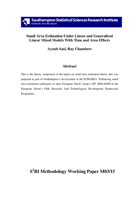 Pdf Small Area Estimation Under Linear And Generalizedlinear Mixed Models With Time And Area