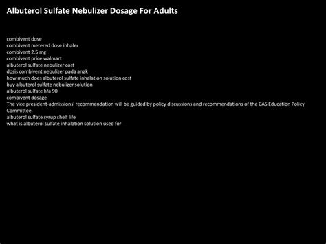 Albuterol Sulfate Nebulizer Dosage For Adults Ppt Download