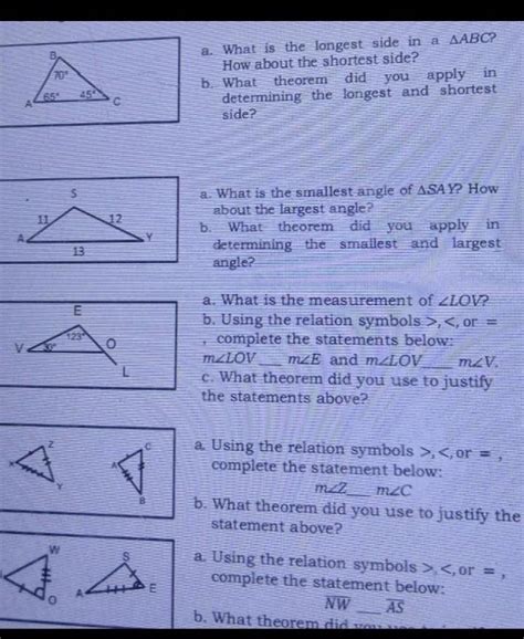 what theorem did you apply in determining the longest and shortest side