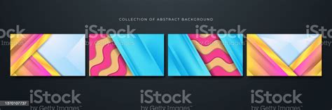 스트라이프 와 웨이브 블루 핑크 옐로우 컬러풀 한 추상디자인 배경 0명에 대한 스톡 벡터 아트 및 기타 이미지 0명 3차원 형태 개념 Istock