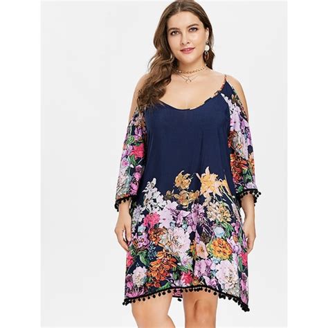 Rosegal For Curves Collection Dresses Plus Size Floral Cold