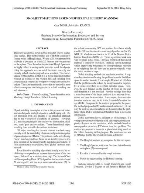 3d Object Matching Based On Spherical Hilbert Scanning Can Tong Sei Ichiro Kamata Pdf