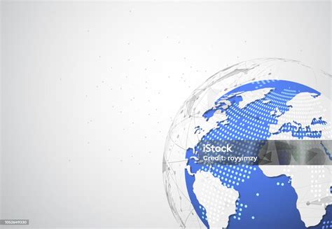 글로벌 네트워크 연결입니다 세계 지도 포인트와 라인 구성의 개념은 글로벌 비즈니스 벡터 일러스트 레이 션 3차원 형태에 대한
