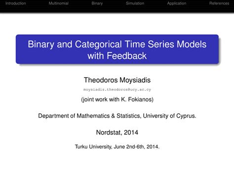 Pdf Binary And Categorical Time Series Models With Feedback Invited