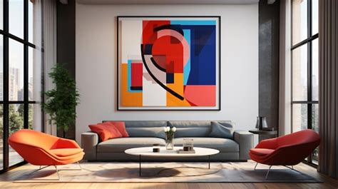 Premium Ai Image Supremacism Style Interior Design Of Modern Living Room