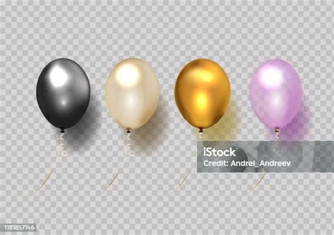 투명 한 배경에 격리 된 풍선입니다 벡터 현실적인 헬륨 생일 풍선 반짝이는에 대한 스톡 벡터 아트 및 기타 이미지 반짝이는 풍선 3차원 형태 Istock