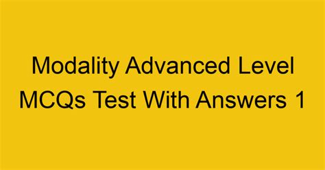 Modals MCQ Test With Answers Online Quiz