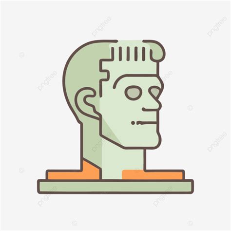 라인 일러스트 벡터 프랑켄슈타인의 얼굴 이미지 흰색 바탕에 프랑켄슈타인 괴물을 묘사한 직계 아이콘 플랫 아이콘 및 드리블에 의한 벡터 일러스트 Png 일러스트 및