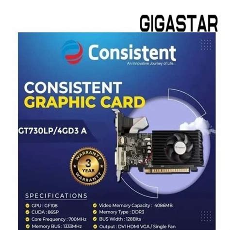 Gigastar Consistent Gt730 Graphics Card 4gb Ddr3 64 Bit With 3 Year Warranty At ₹ 2990 Piece