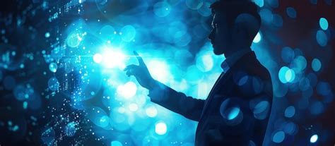 Man Interacting With Digital Interface Premium Ai Generated Image