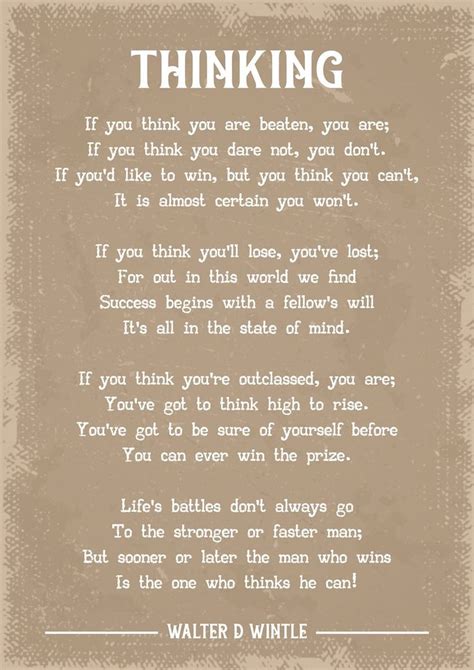 Walter D Wintle Thinking Poem Art Print Etsy Positive Poems