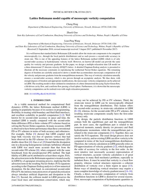 Pdf Lattice Boltzmann Model Capable Of Mesoscopic Vorticity Computation