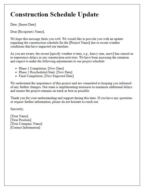 Letter Template For Construction Project Weather Delay Announcement Free Samples In Pdf Letterin