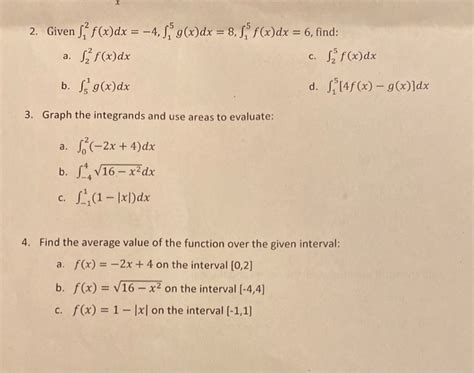 Solved 2 Given 5] F X Dx 4 5 9 X Dx 8 5 F X Dx 6