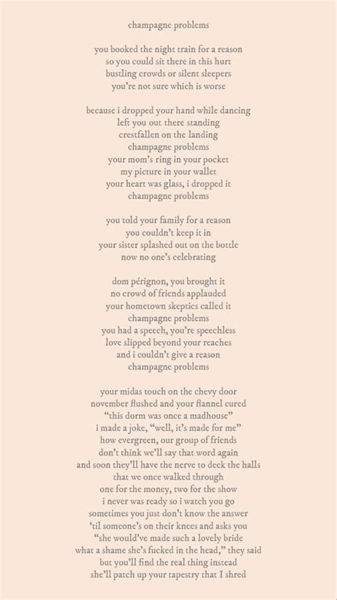 “champagne Problems” Lyrics Taylor Swift Taylor Swift Lyrics Taylor