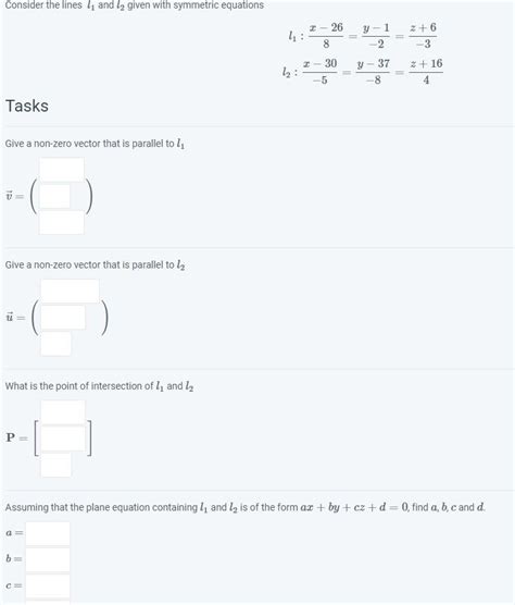 solved consider the lines l1 and l2 given with symmetric