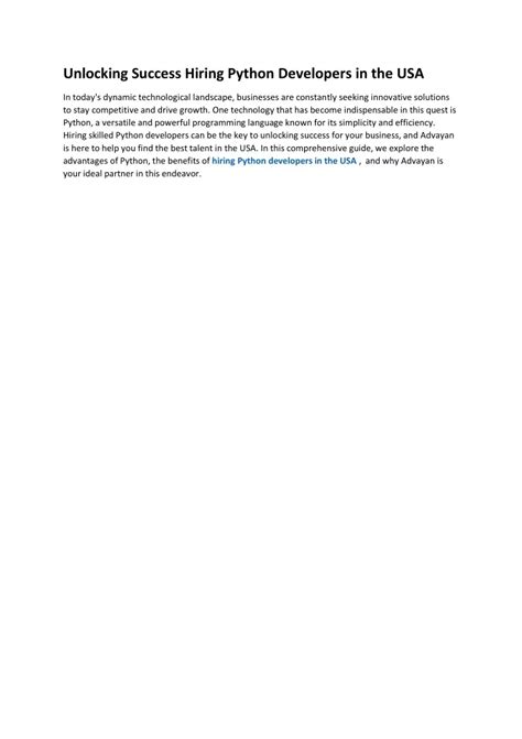 Ppt Unlocking Success Hiring Python Developers In The Usa Powerpoint