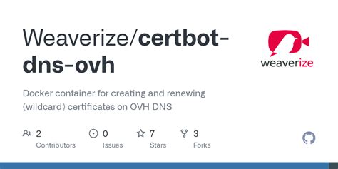 GitHub Weaverize Certbot Dns Ovh Docker Container For Creating And Renewing Wildcard