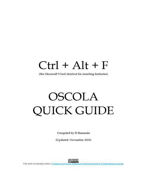Oscola Quick Guide Second Revision 2023 Ref Style 2024 Pdf