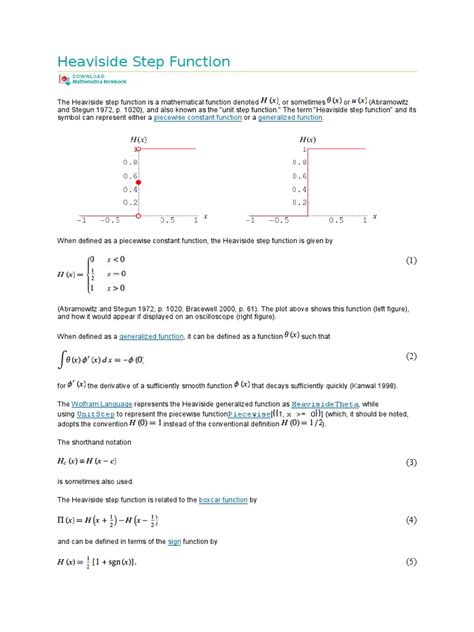 Heaviside Step Function Pdf Science And Mathematics
