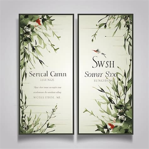 대나무 캘리그라피 초대카드 디자인 직사각형 모양 대나무 2d 아트 플래트 클리파트 타이포 프리미엄 사진