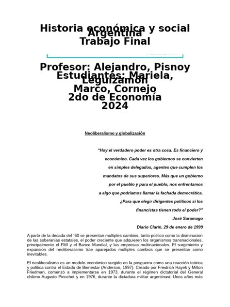 tp final historia pdf neoliberalismo inflación