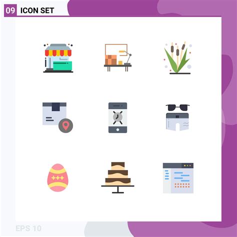 9 Universal Flat Colors Set For Web And Mobile Applications Placeholder Delivery Table Box