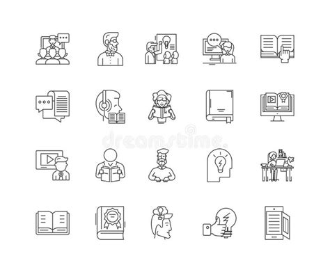 Education And Instructions Line Icons Signs Vector Set Outline Illustration Concept Stock