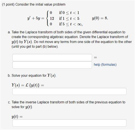 solved 1 point consider the initial value problem { 0 if 0