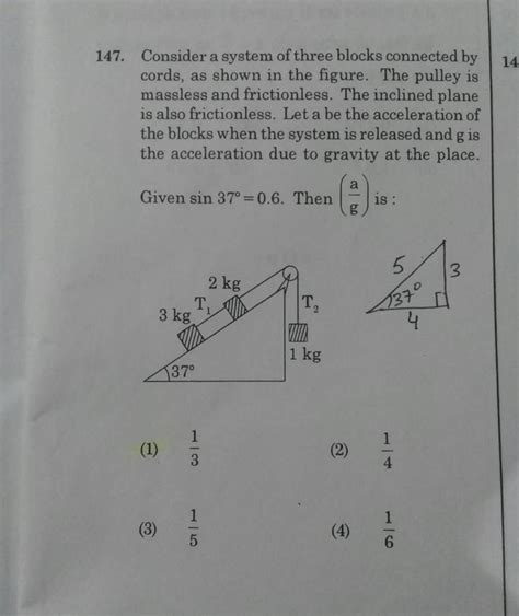 Consider A System Of Three Blocks Connected By Cords As Shown In The Fig