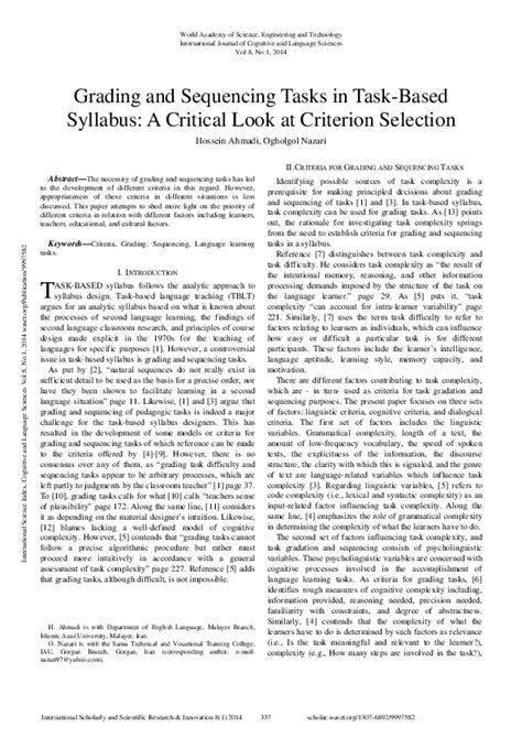 Pdf Grading And Sequencing Tasks In Task Based Syllabus A Critical