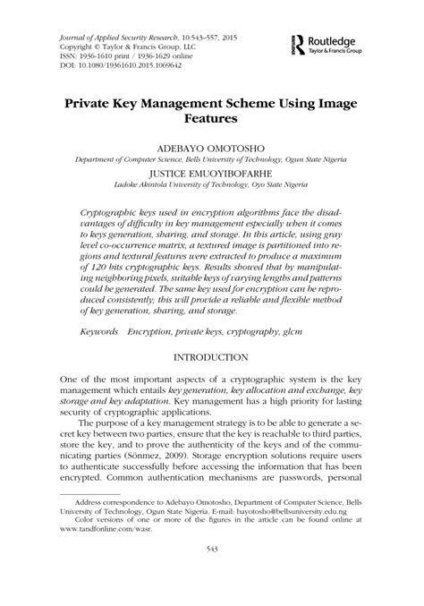 Pdf Private Key Management Scheme Using Image Features