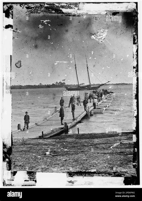 Beaufort South Carolina Erecting Pontoon Bridge Across Port Royal