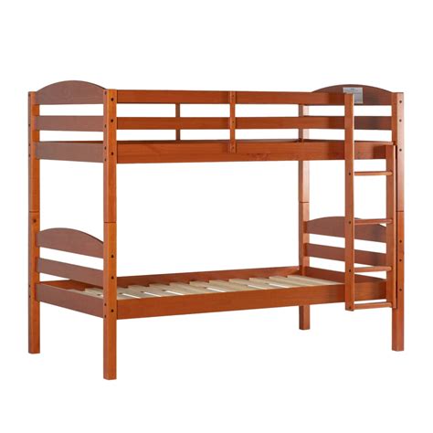 Carolina Transitional Solid Wood Twin Over Twin Bunk Bed Walker Edison