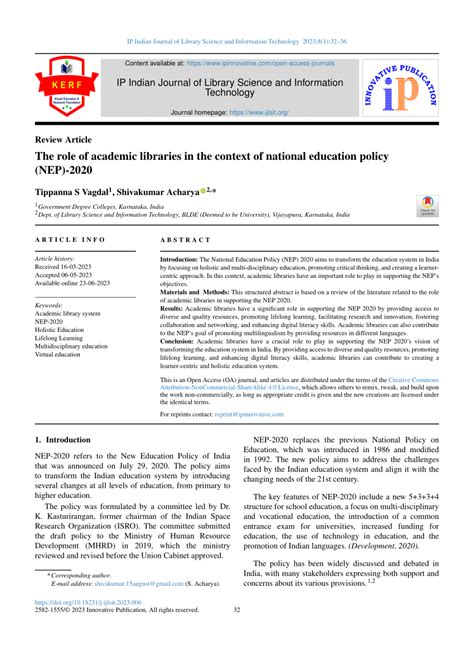 Pdf The Role Of Academic Libraries In The Context Of National Education Policy Nep 2020