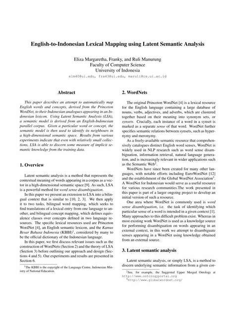 pdf english to indonesian lexical mapping using latent semantic
