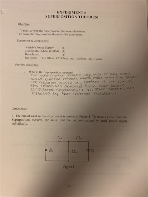 Solved Experiment 6 Superposition Theorem Objective To