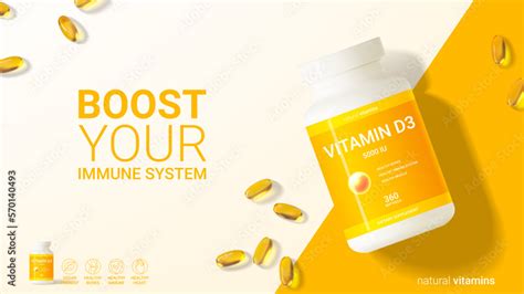 Minimalistic Ad Banner Of Vitamin D3 3d Vector Illustration Of Dietary