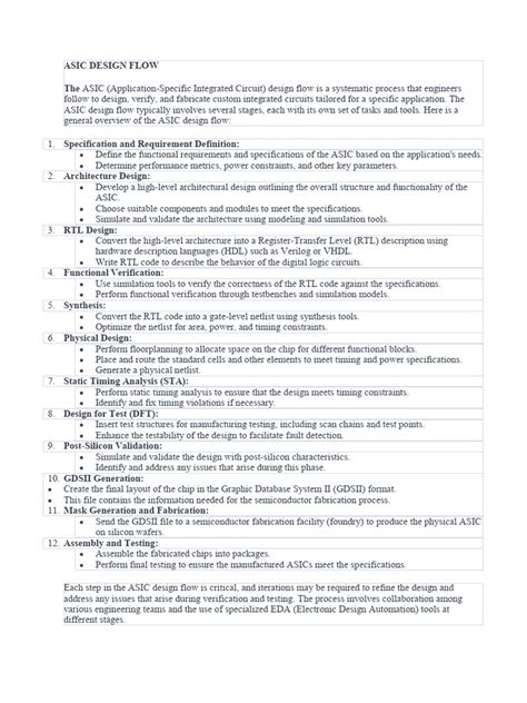 Asic Design Flow Pdf Logic Synthesis Hardware Description Language