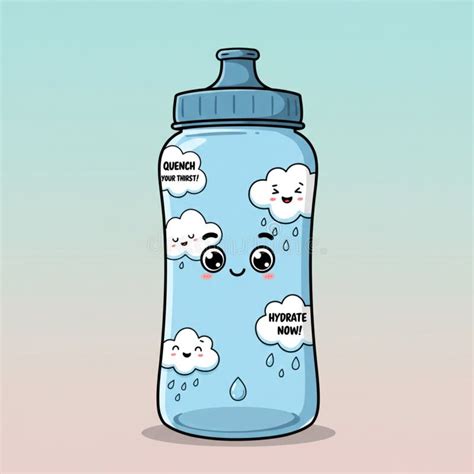 Cute Illustration Of A Water Bottle With Cartoon Features Stock