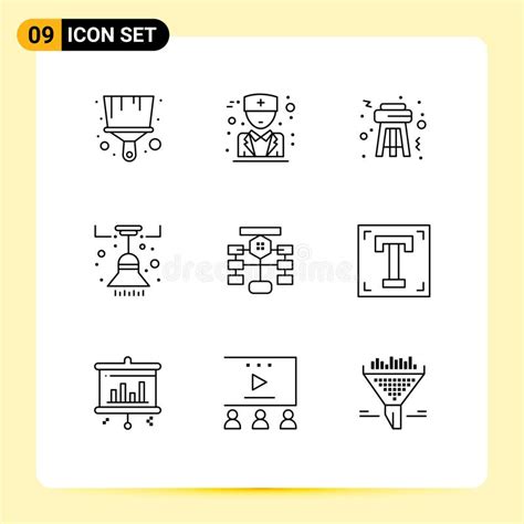 Modern Set Of Outlines And Symbols Such As Database Chart Party Flow Light Stock Vector