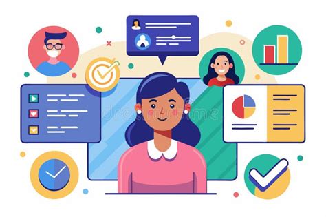 A Customer Survey Showcases A Woman Interacting With Various Data