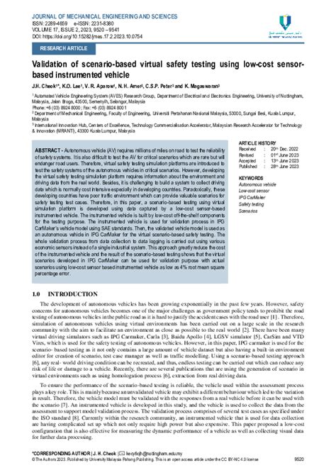 Pdf Validation Of Scenario Based Virtual Safety Testing Using Low Cost Sensor Based