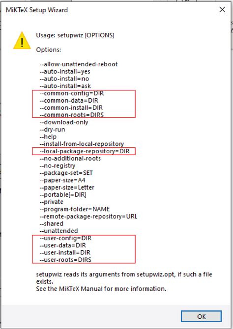miktex installer setup directory information is empty for shared