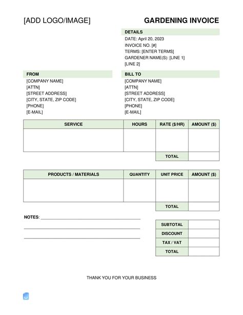 Free Printable Landscaping Invoice Templates [pdf Word With Examples]